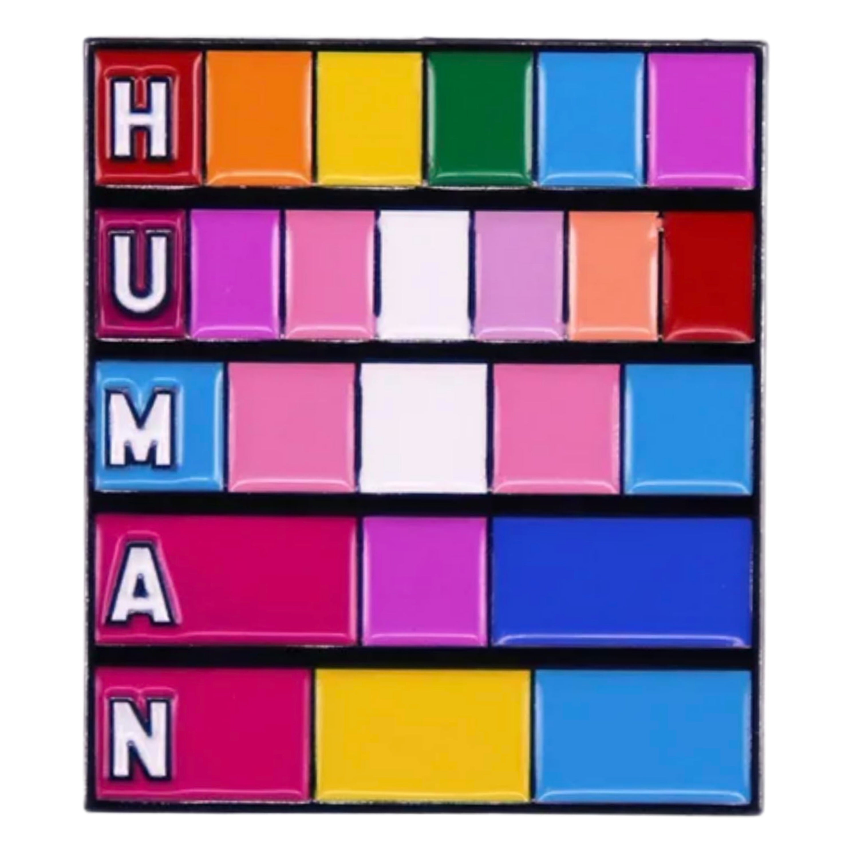 HUMAN Five Pride Flags Enamel Pin - LGBTQ Inclusive Badge - Gay Skate