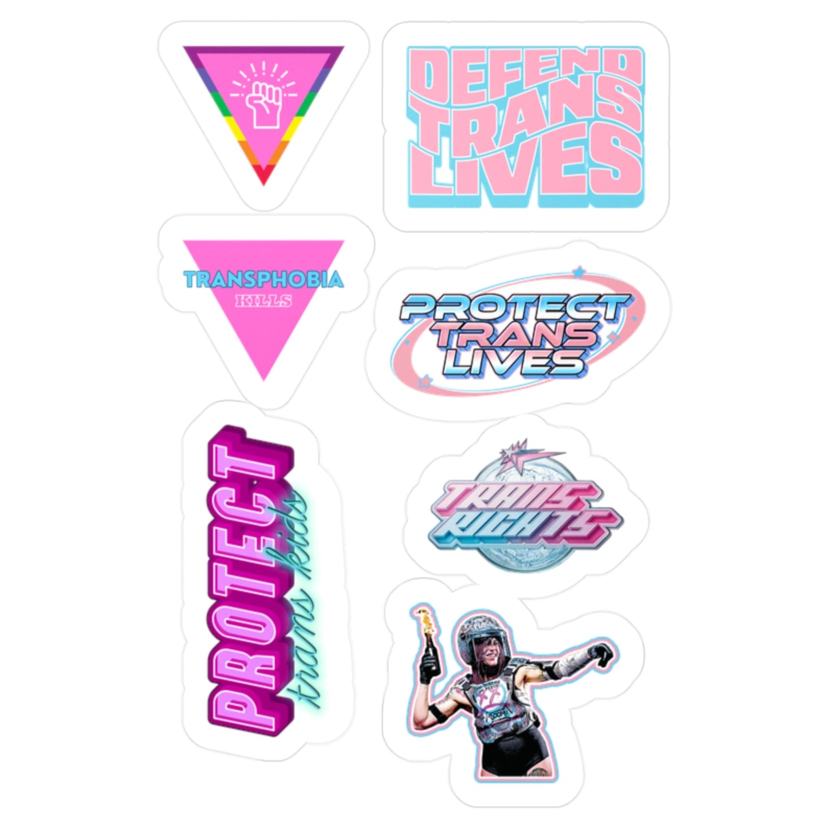 Pink Triangle Trans Rights transgender pride set Kiss-Cut Vinyl Decals ...